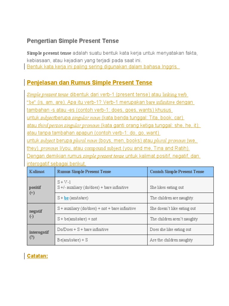 Pengertian Simple Present Tense | PDF