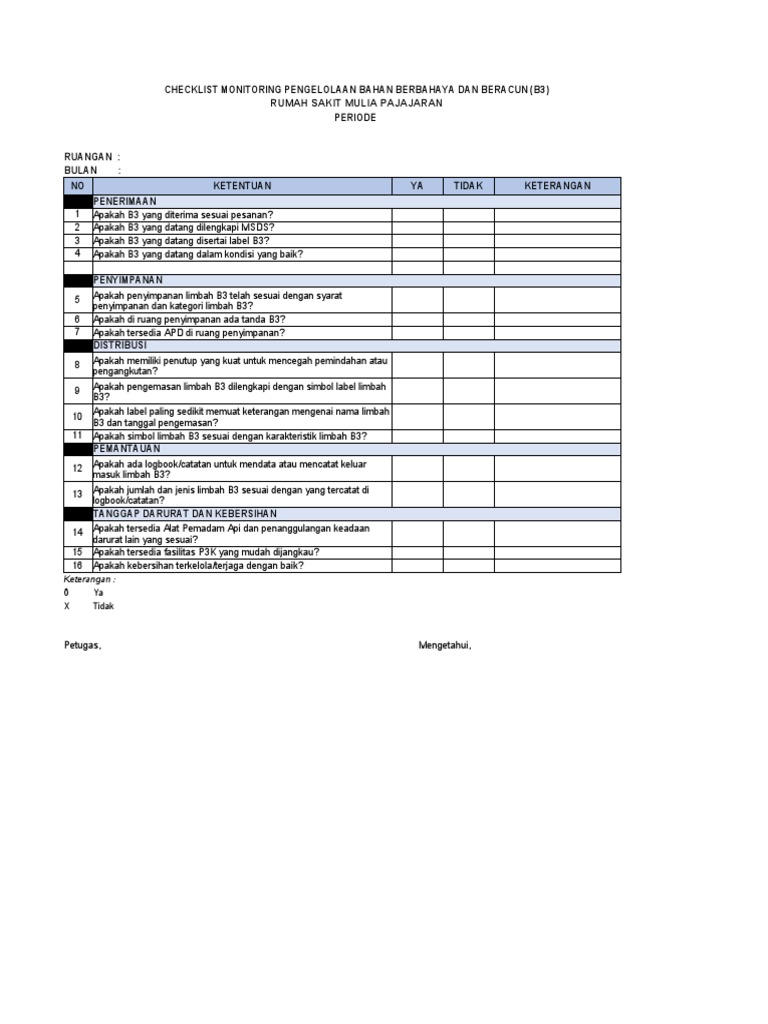 Ceklist Monitoring B3 | PDF