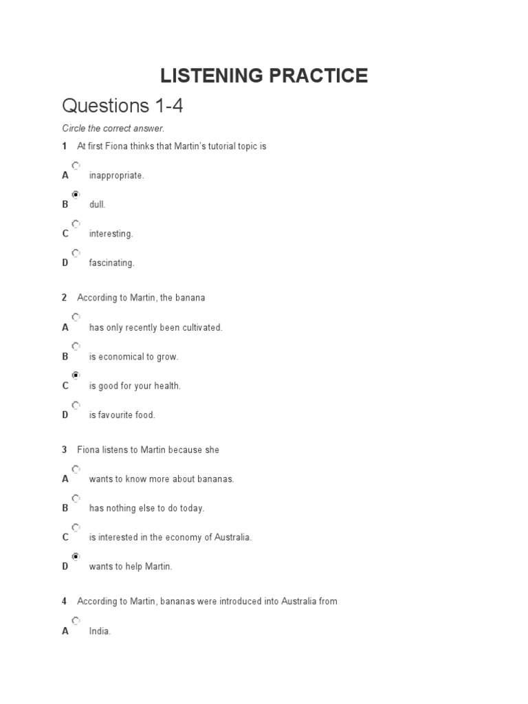 Banana Cultivation Listening Practice | PDF