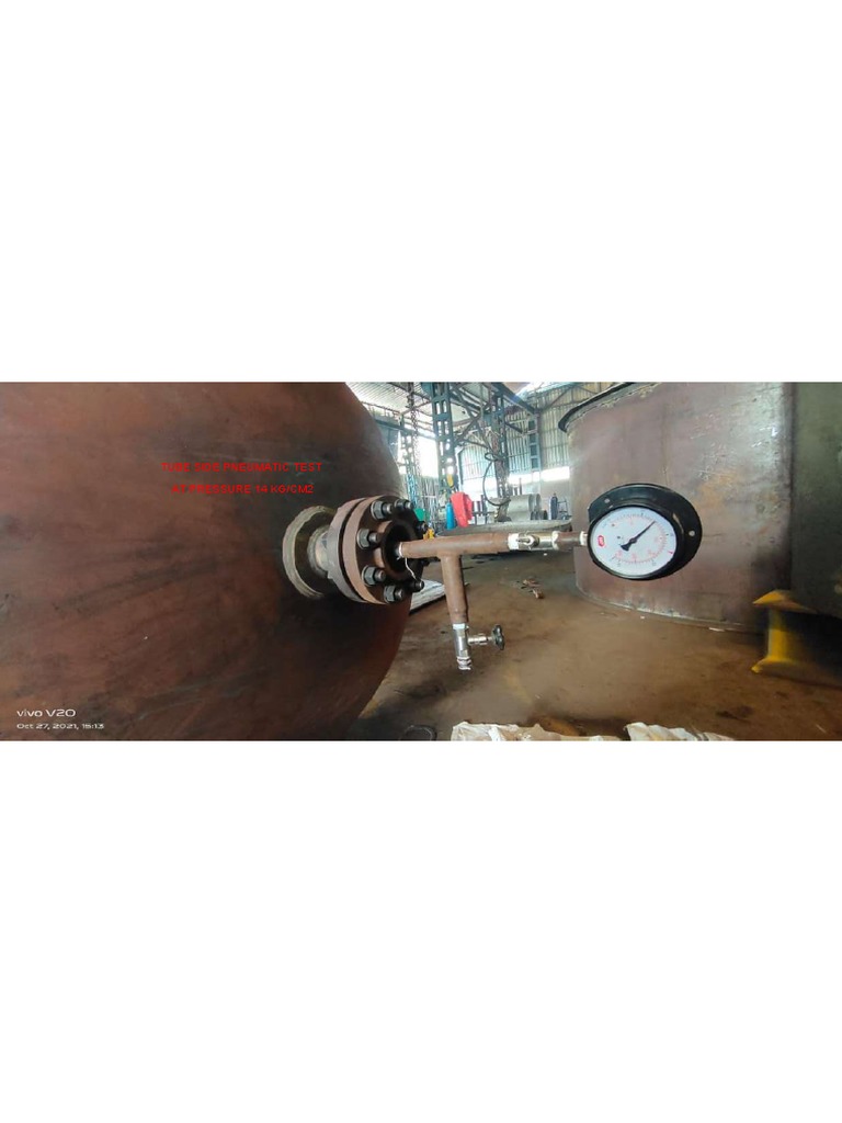 Tube Side Pneumatic Test at Pressure 14 Kg/Cm2 | PDF