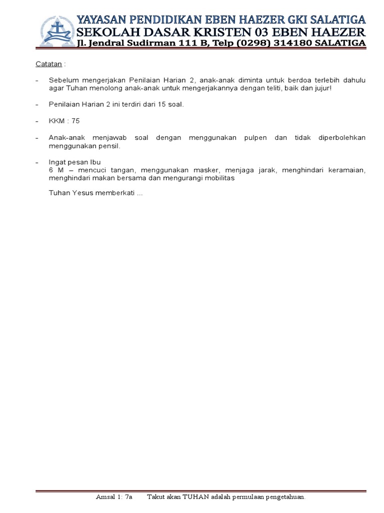 Soal - PH2 - Kelas 3 | PDF