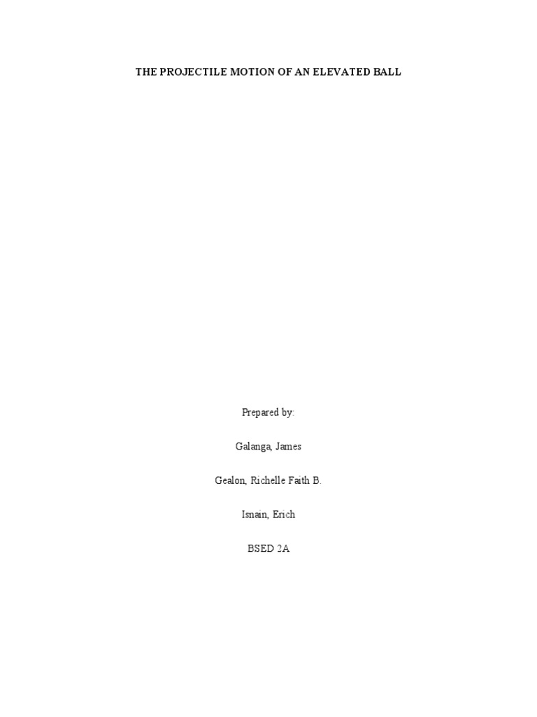Projectile Motion Lab Report BSED 2 | PDF | Force | Projectiles