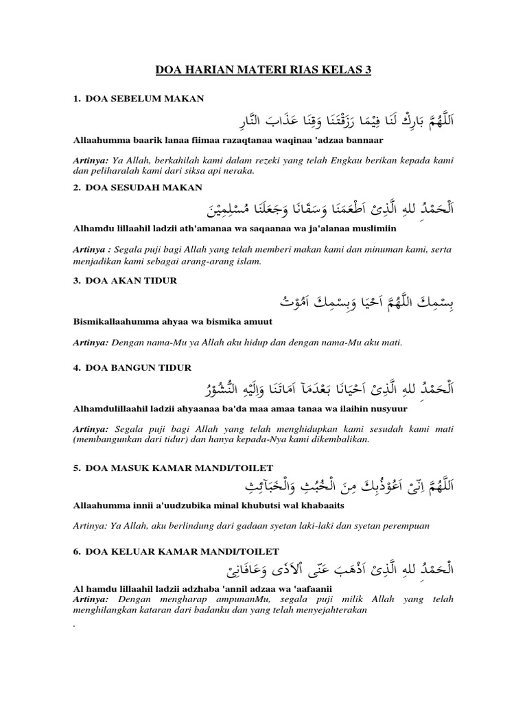 Hafalan Doa Harian Kelas 3 | PDF