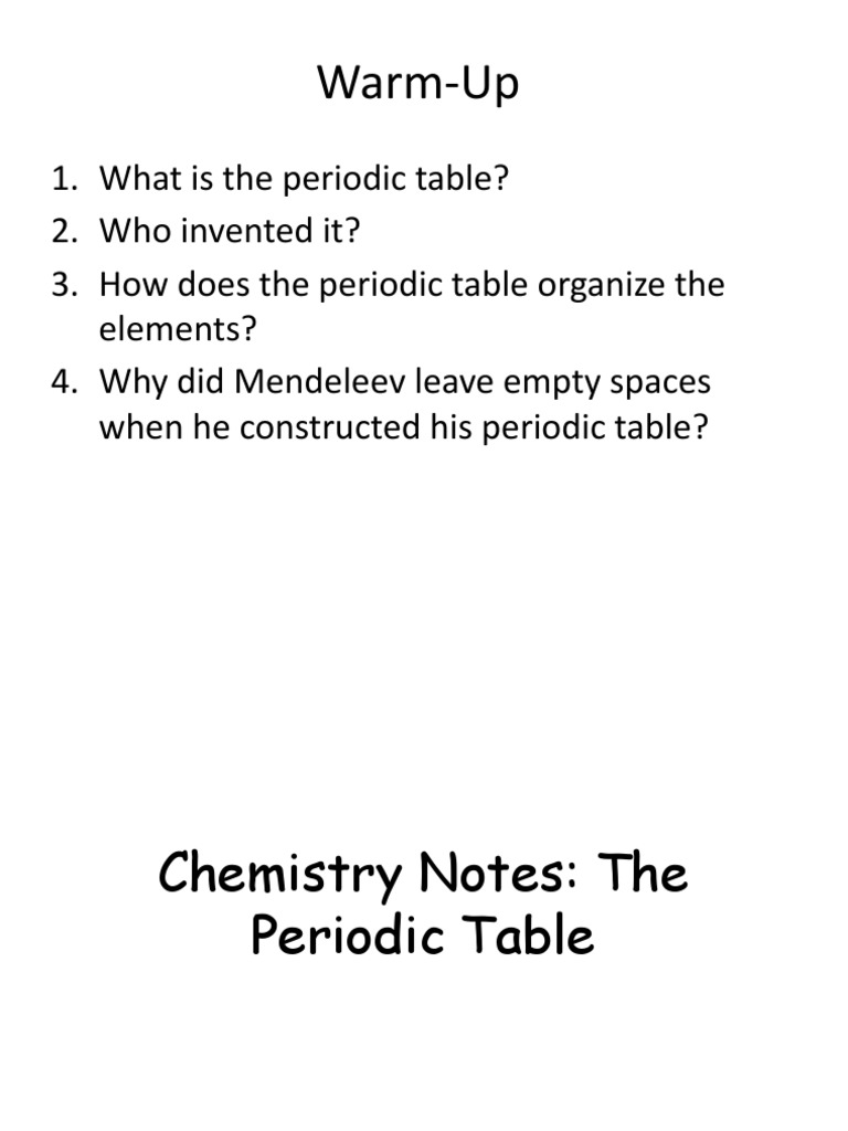 Chemistry Notes The Periodic Table Powerpoint | PDF | Chemical Elements ...