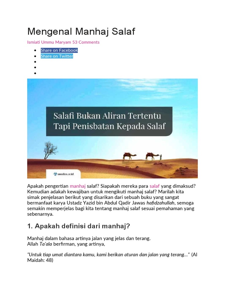 Mengenal Manhaj Salaf | PDF | Filsafat | Agama & Spiritualitas