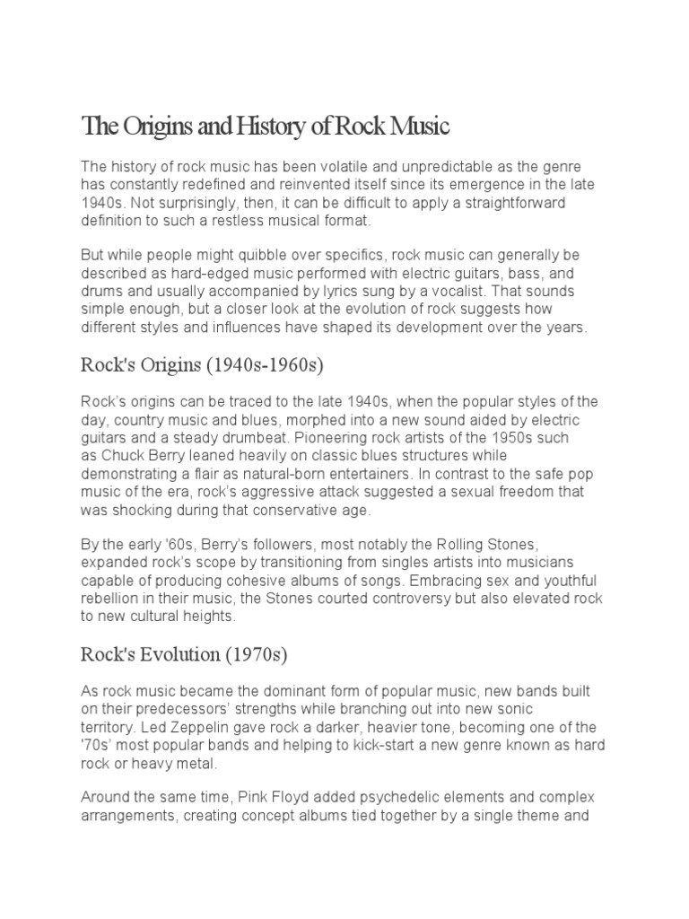 The Origins and History of Rock Music | PDF | Rock Music | Alternative Rock