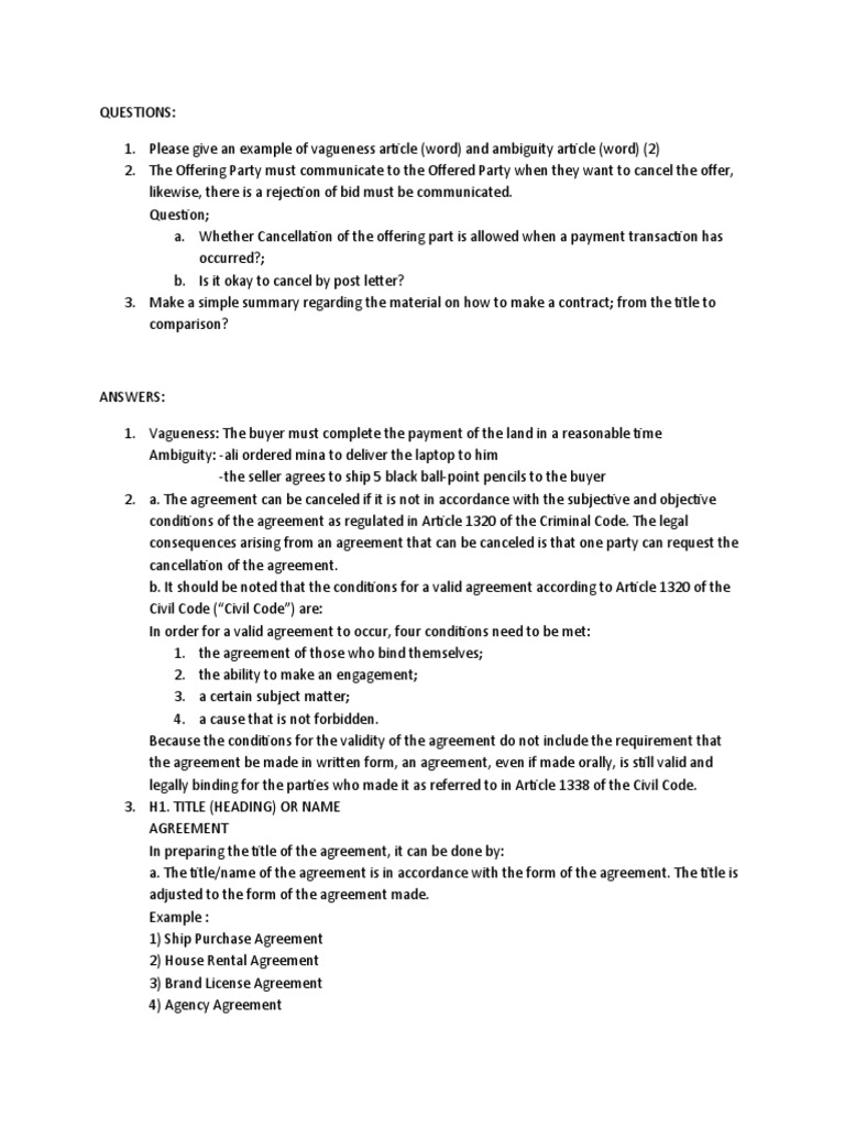 Contract Drafting A Assignment 3 Pdf Common Law Justice