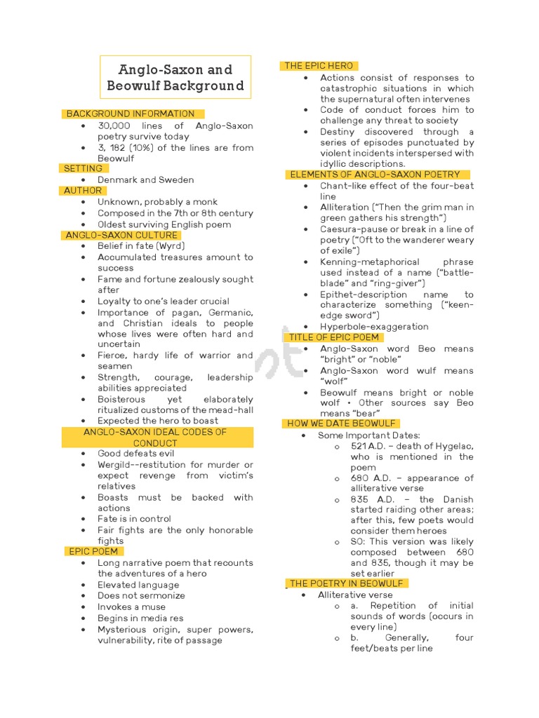 Anglo Saxon and Beowulf | PDF | Beowulf | Poetry