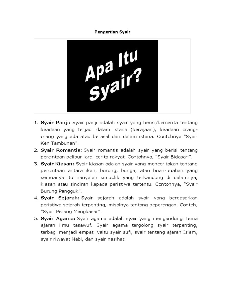 Pengertian Syair | PDF | Puisi