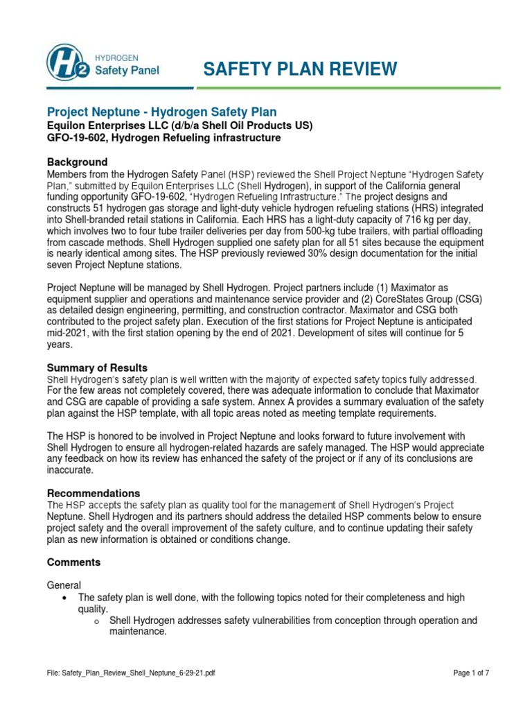 Safety Plan Review Shell Neptune 6-29-21 | PDF | Safety | Audit