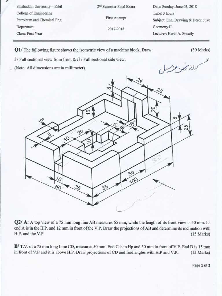 Engineering Drawing Exams | PDF