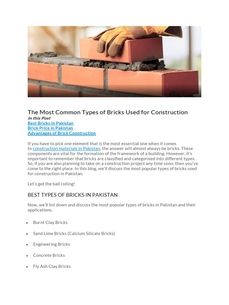02 - The Most Common Types of Bricks Used For Construction | PDF | Brick | Lime (Material)
