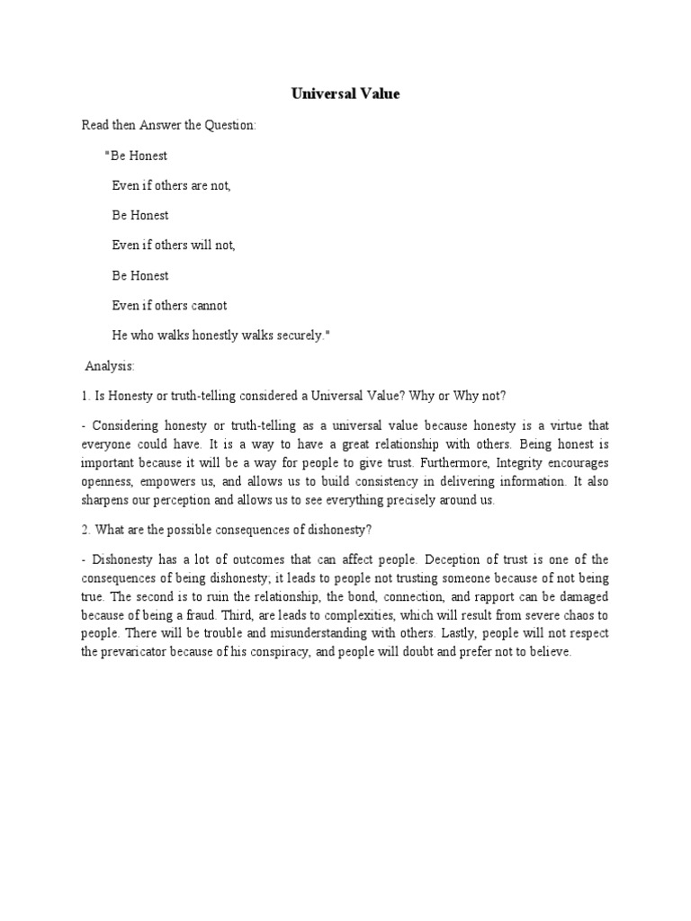 Universal Value | PDF | Career & Growth | Self-Improvement