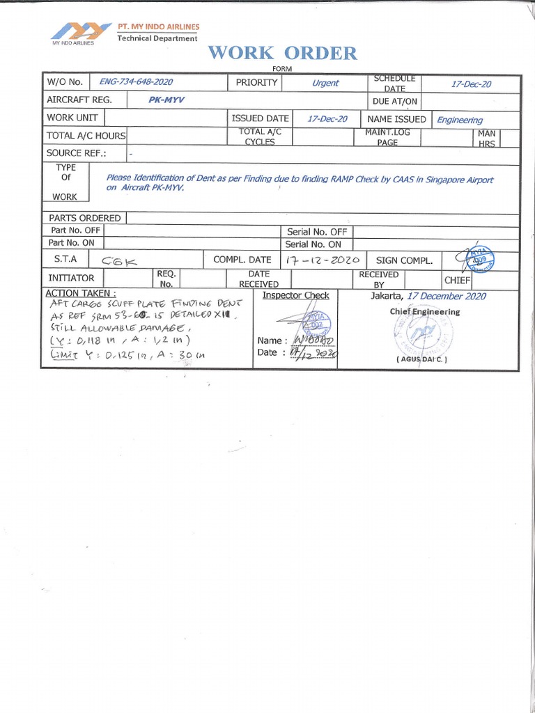 Cargo Door Scuff Plate Inspection Report | PDF | Quality | Business Process