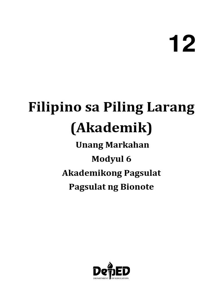 LINGGO 6 - Modyul 6 - UNANG MARKAHAN - MODYUL SA PILING LARANG - Edited - V2021 | PDF