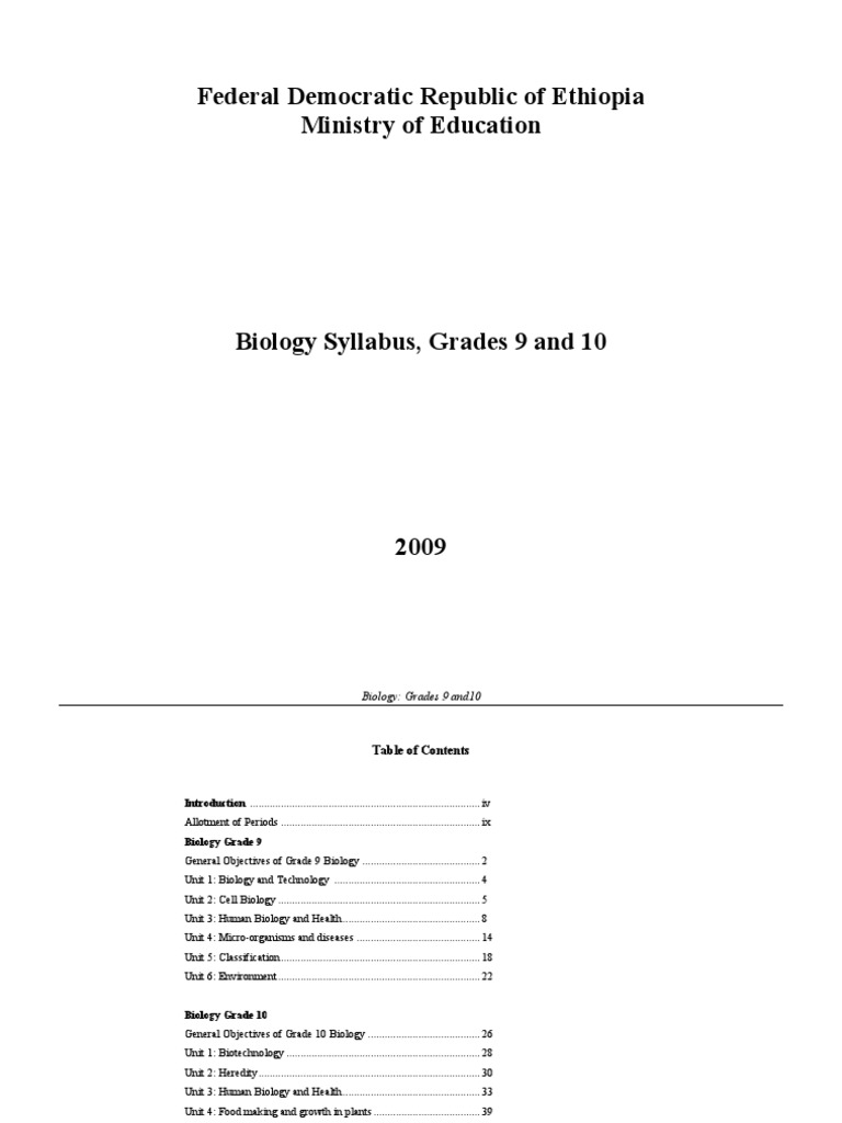 Biology Syllabus Grade 9 - 1 1 | PDF | Osmosis | Constructivism ...
