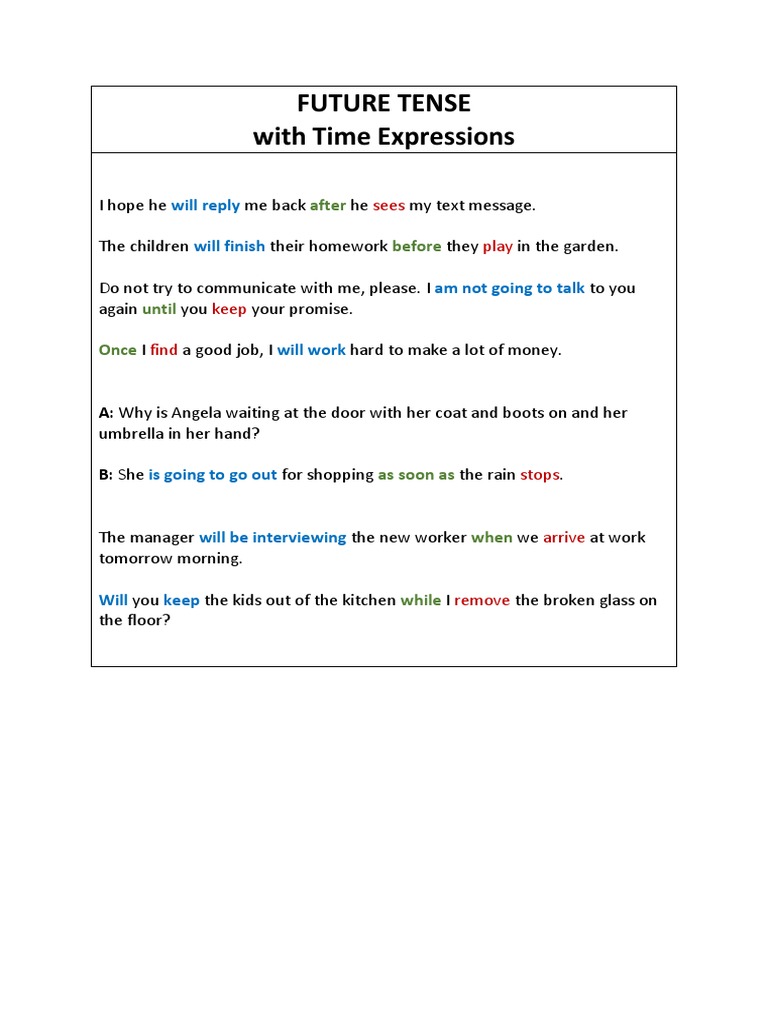 Future tense expressions with time signals | PDF