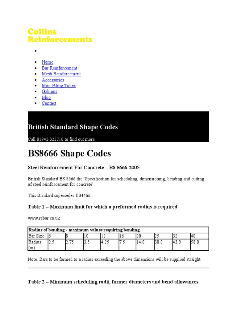 Bs 4466 Shapes of Steel Rebar | PDF