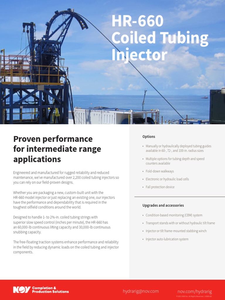 Hydra Rig HR 660 Coiled Tubing Injector Data Sheet | PDF | Pipe (Fluid ...