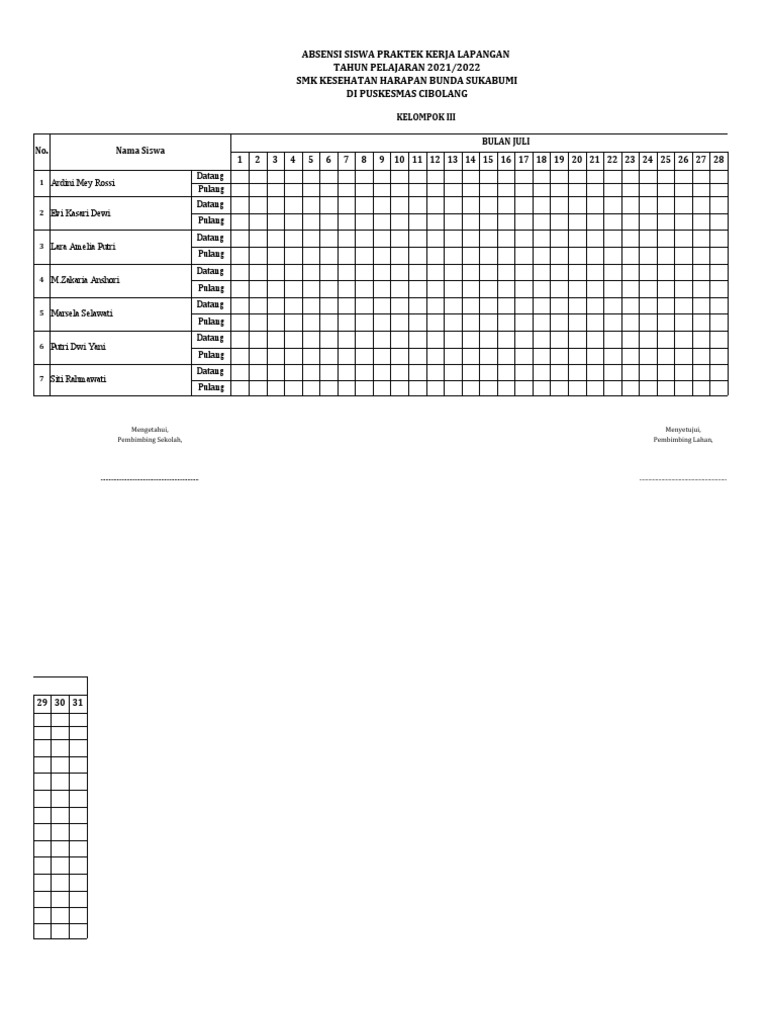 Lampiran 4 Absensi | PDF