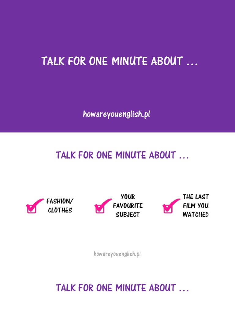 Talk For One Minute 1 | PDF