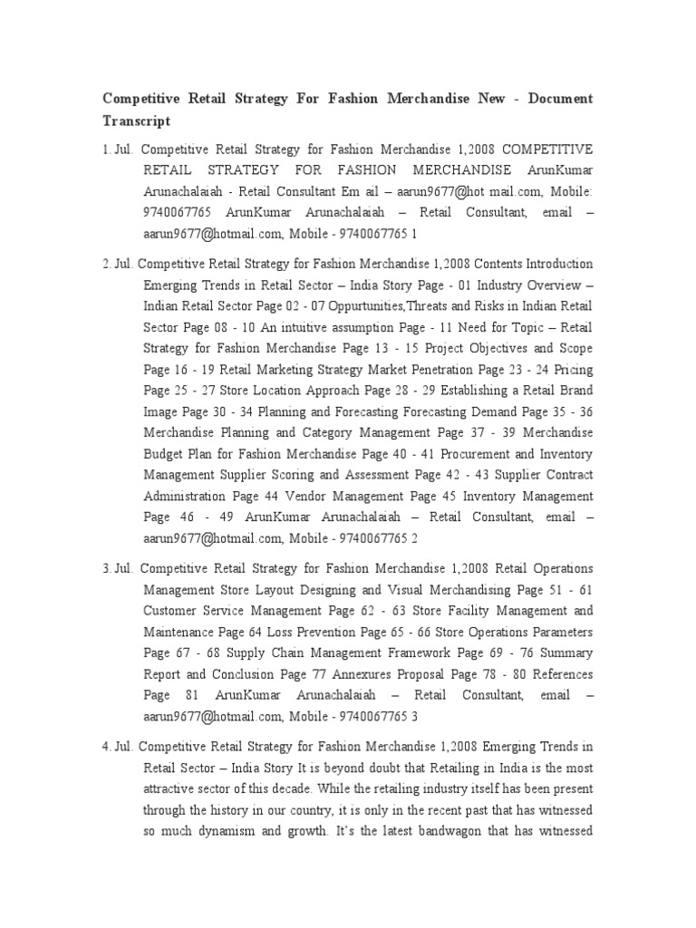 Competitive Retail Strategy For Fashion Merchandise New | PDF | Retail ...