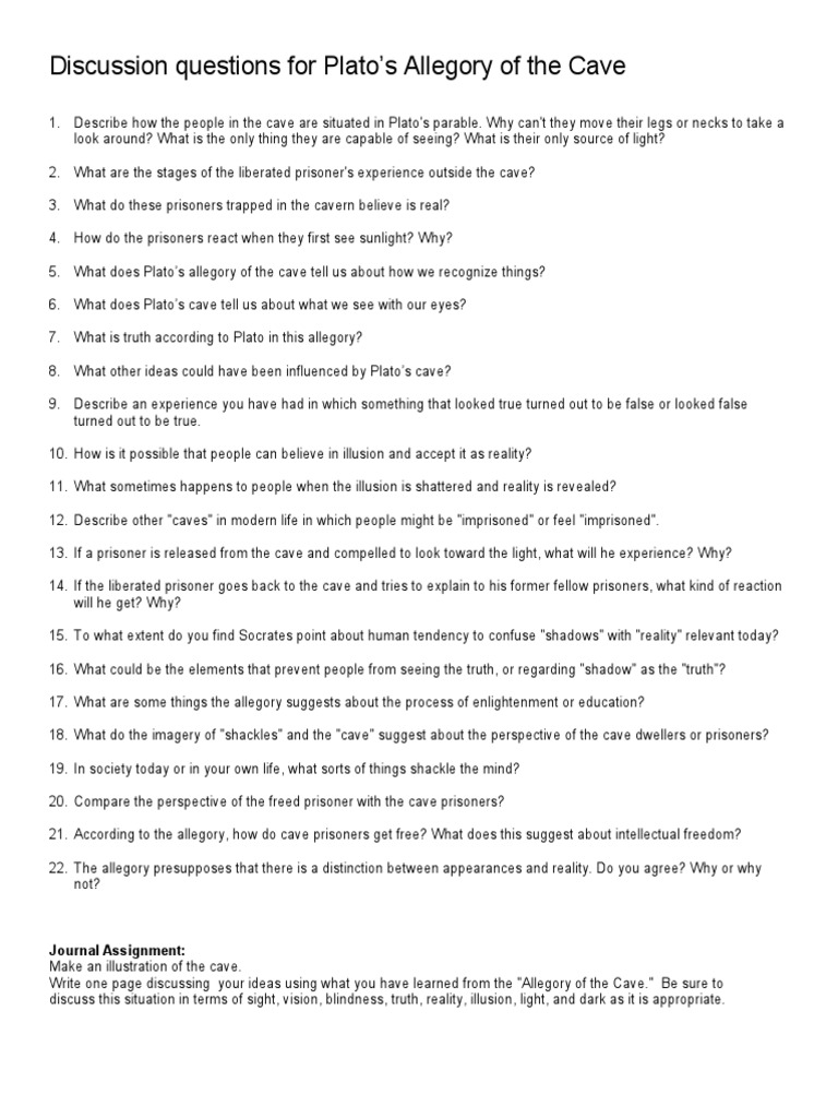 Discussion Questions For Plato Cave | PDF | Philosophical Theories ...