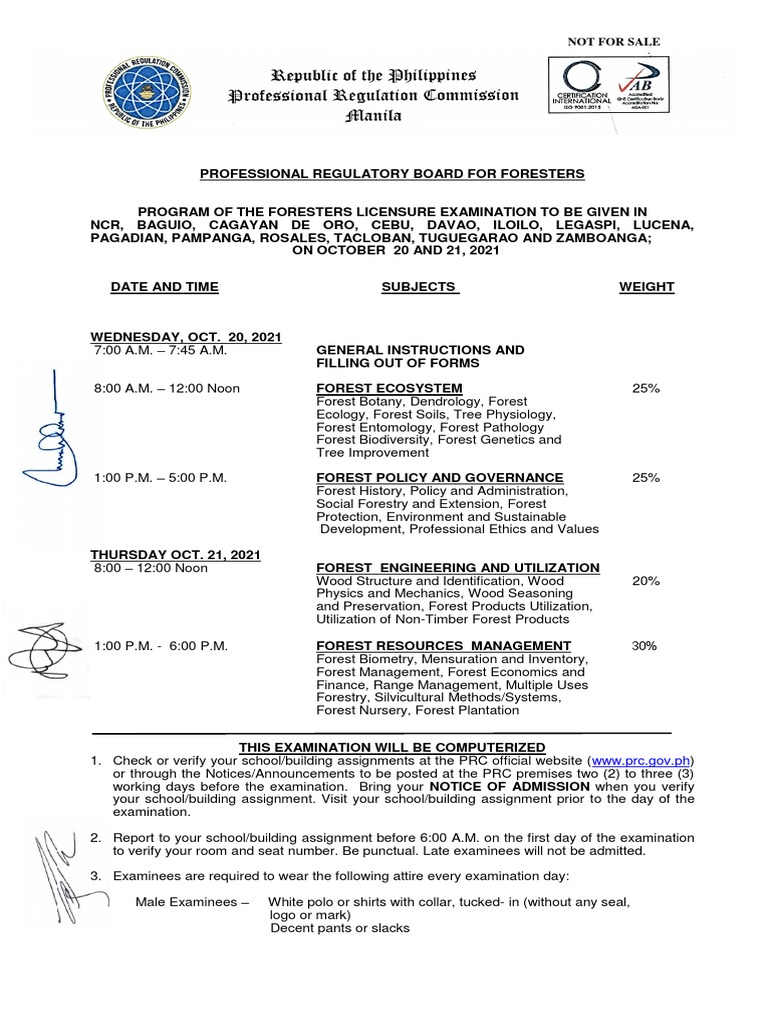 Foresters Licensure Exam Program 2021 | PDF | Forestry | Forests