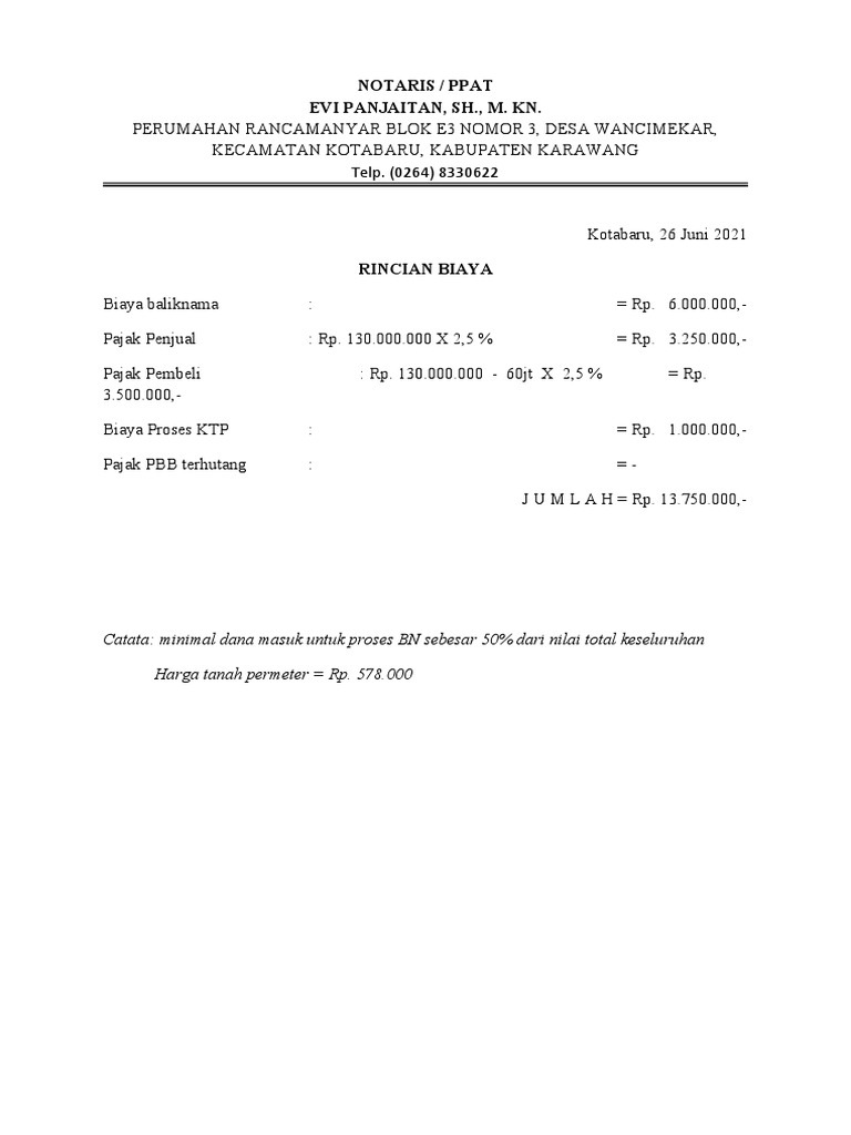 Biaya NOTARIS | PDF