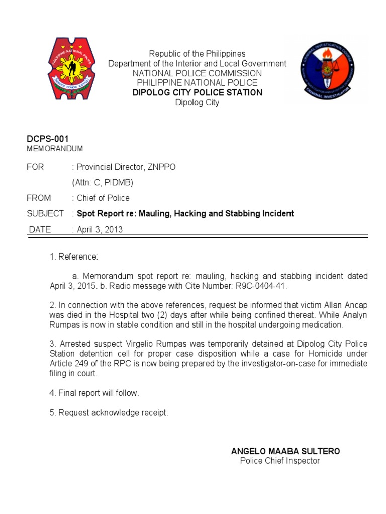 Danda. Sample Spot, Progress and Final Report Assignmnet | PDF | Crime ...