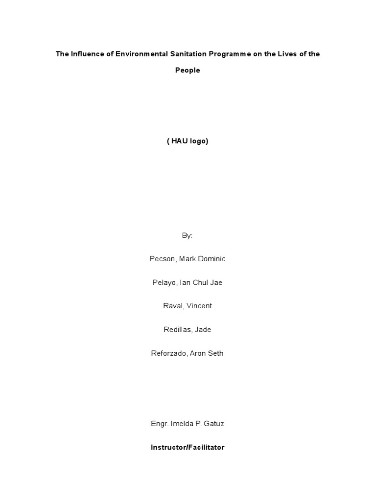 The Influence of Environmental Sanitation Programme On The Lives of The ...