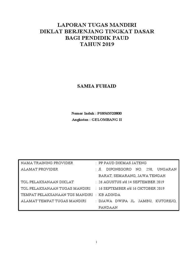 Tugas Mandiri Diksar Untuk Guru Paud | PDF | Karier & Perkembangan | Bisnis