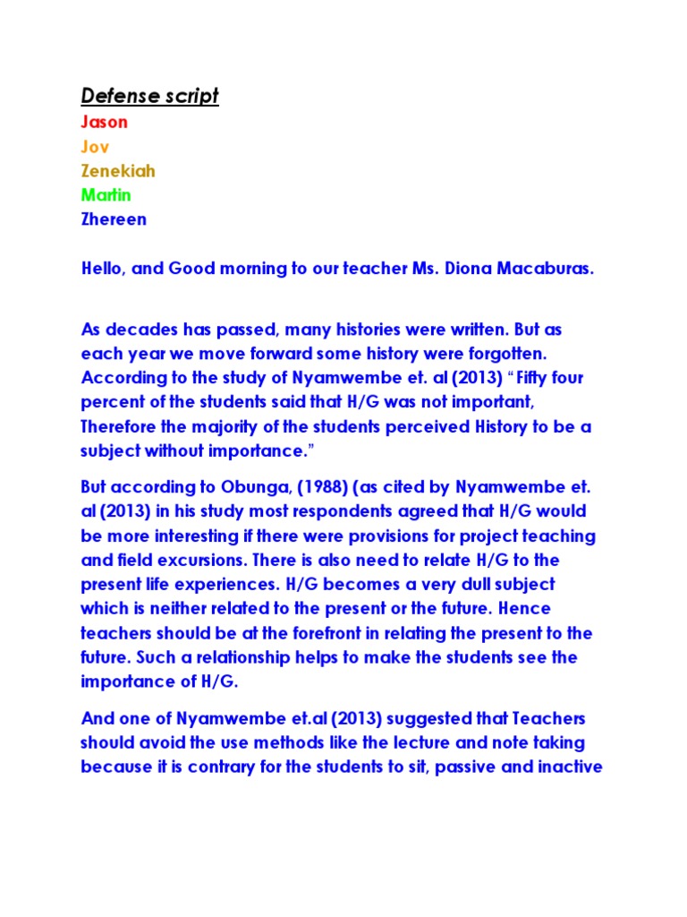 Defense Script: Jason | PDF | Quantitative Research | Data