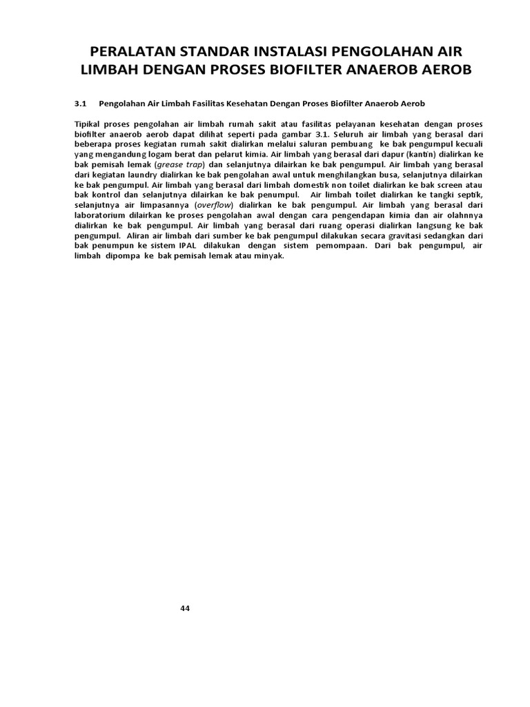Minggu 3 Standar Instalasi Pengolahan Air Limbah Dengan Proses ...