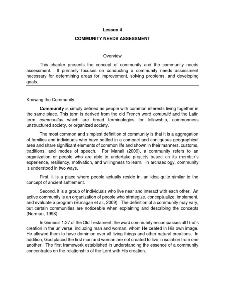 Community Needs Assessment Overview | PDF | Survey Methodology | Needs ...