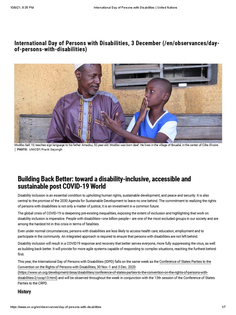 International Day of Persons With Disabilities - United Nations | PDF ...