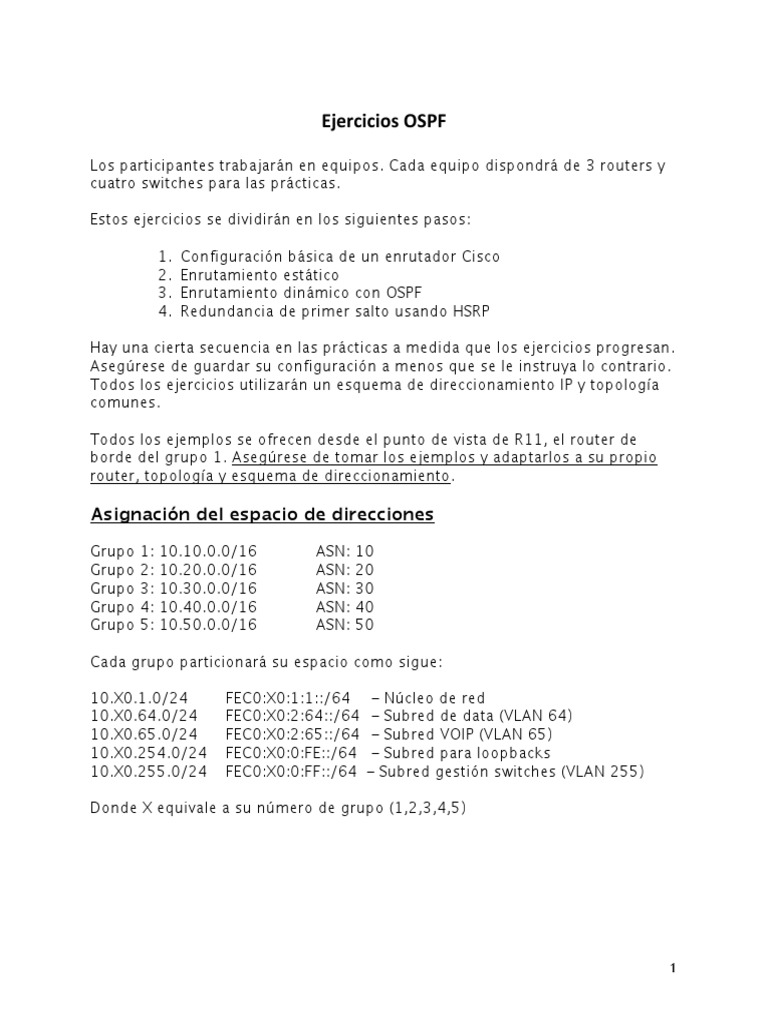 04 OSPF Exercises | PDF | Yo Pv6 | Enrutador (Computación)