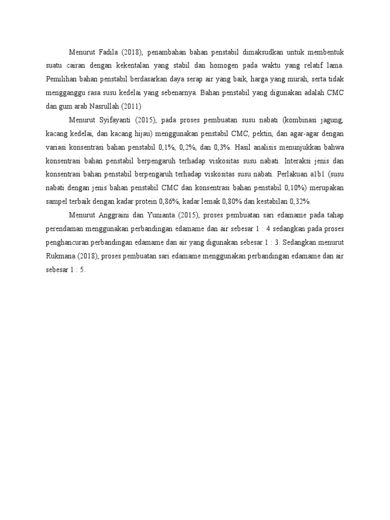 Penggunaan Bahan Penstabil dalam Pembuatan Minuman dan Susu Nabati | PDF