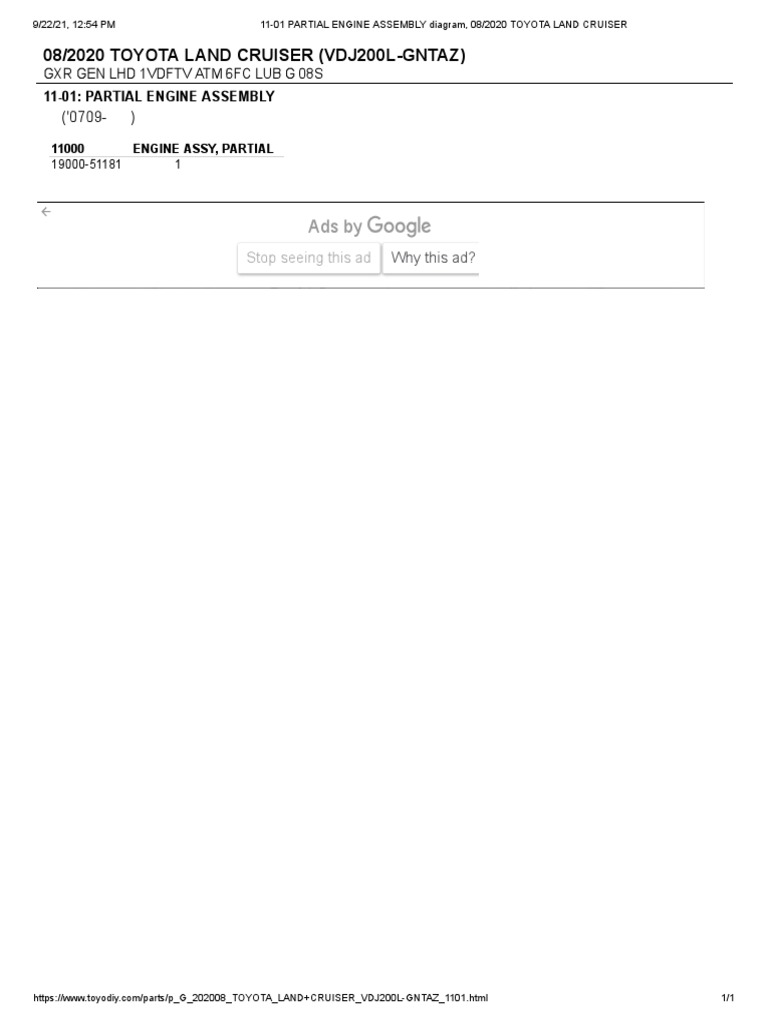 Toyota Land Cruiser Engine Assembly Diagram | PDF | Business | Finance ...