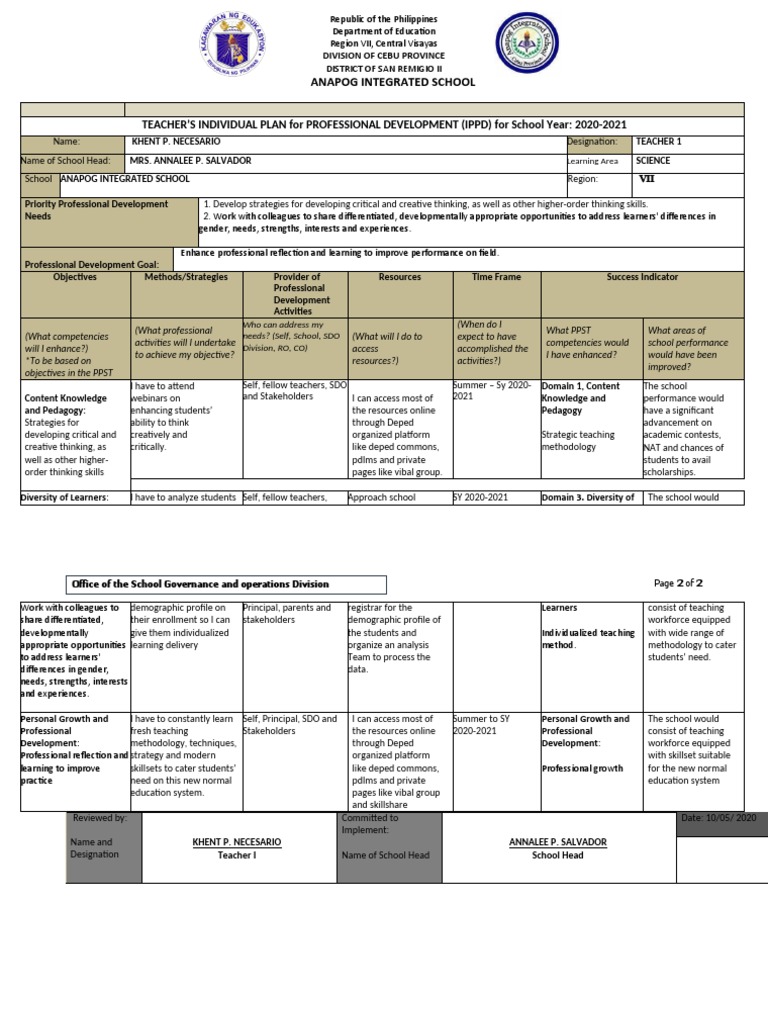 IPPD for Anapog Integrated School | PDF | Learning | Pedagogy