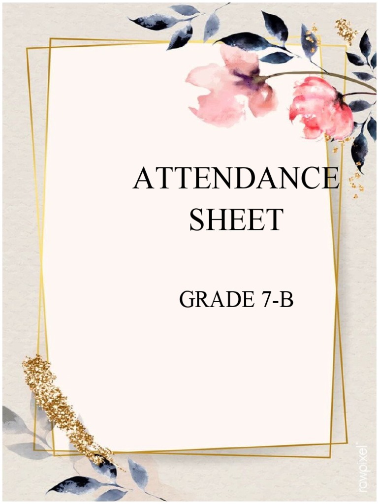 Attendance Sheet: Grade 7-B | PDF
