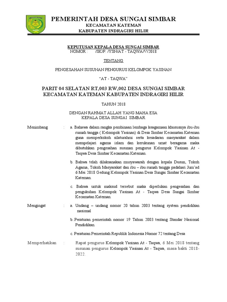 Setruktur Pengurus Majlis Taklim | PDF