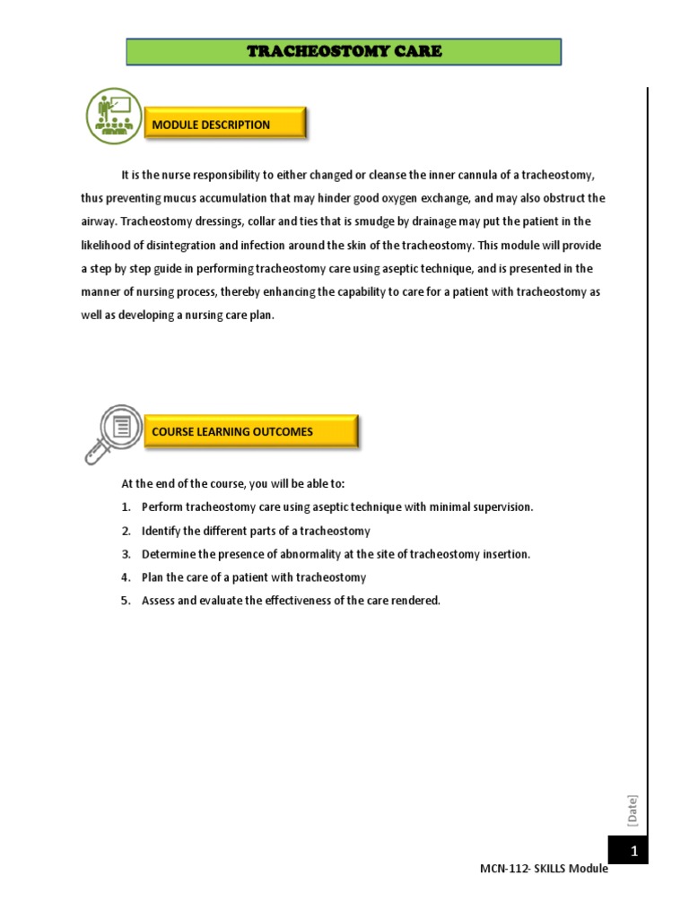 Tracheostomy Care: Module Description | PDF | Clinical Medicine ...