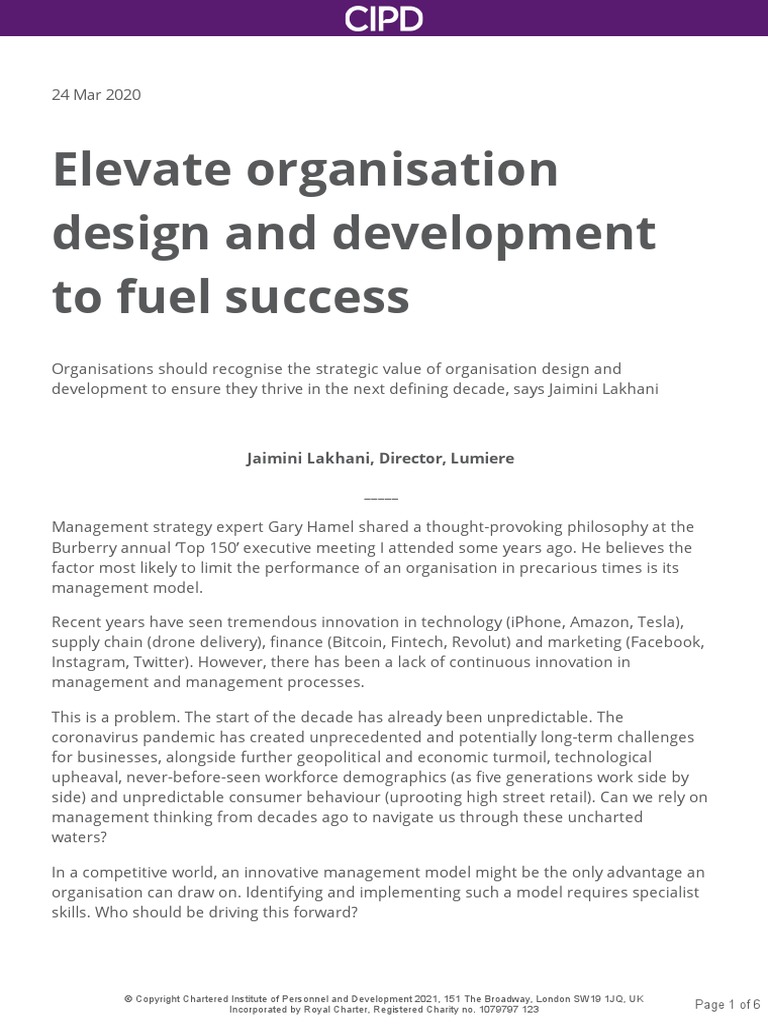Elevate Organisation Design and Development To Fuel Success: Jaimini ...