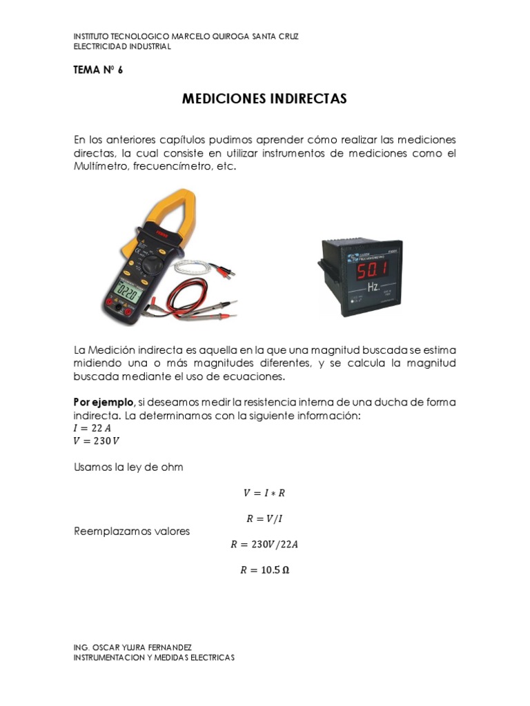 Mediciones Indirectas: Tema #6 | PDF | Energia electrica | Corriente ...