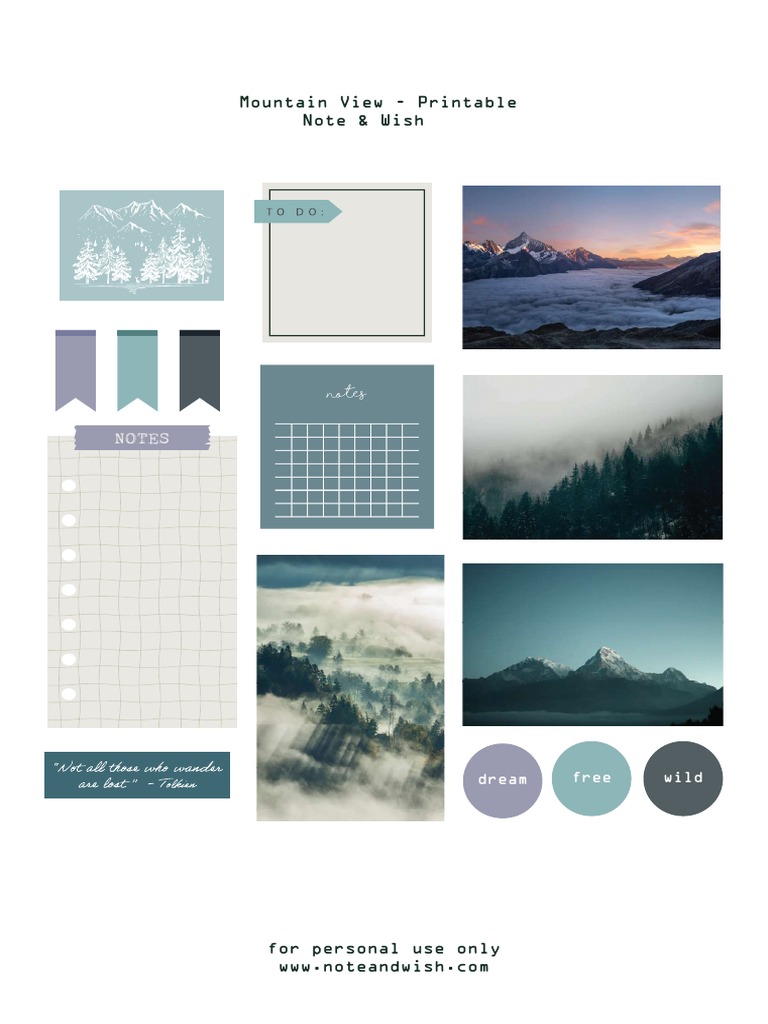 Mountain View - Printable Note & Wish: Notes | PDF