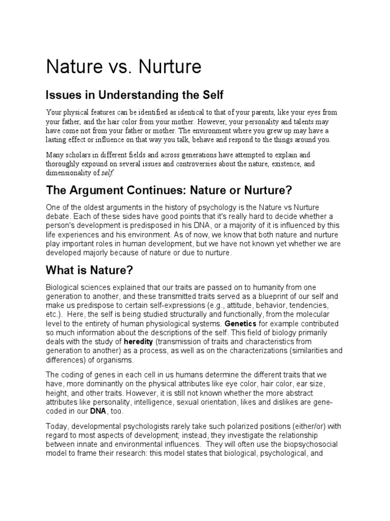 Nature Vs Nurture | PDF | Nature Versus Nurture | Heredity