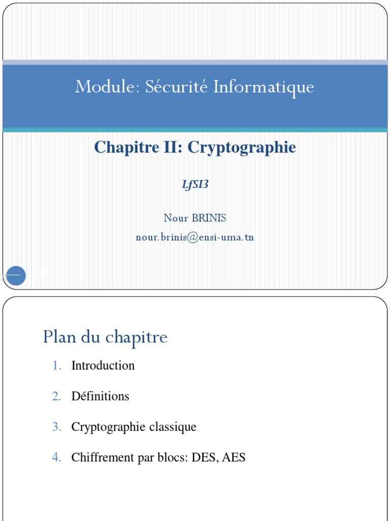 Introduction à la Cryptographie Moderne | PDF | Public-key cryptography ...