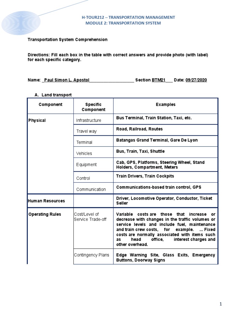 Transportation System Comprehension | PDF | Transport | Train