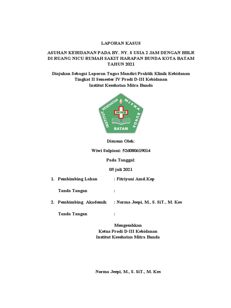 Laporan Kasus BBLR | PDF | Pengembangan Diri | Sains & Matematika